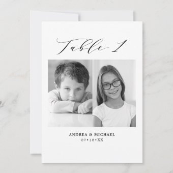 Minimalist Wedding Table 1 Number & Pictures Card | Zazzle