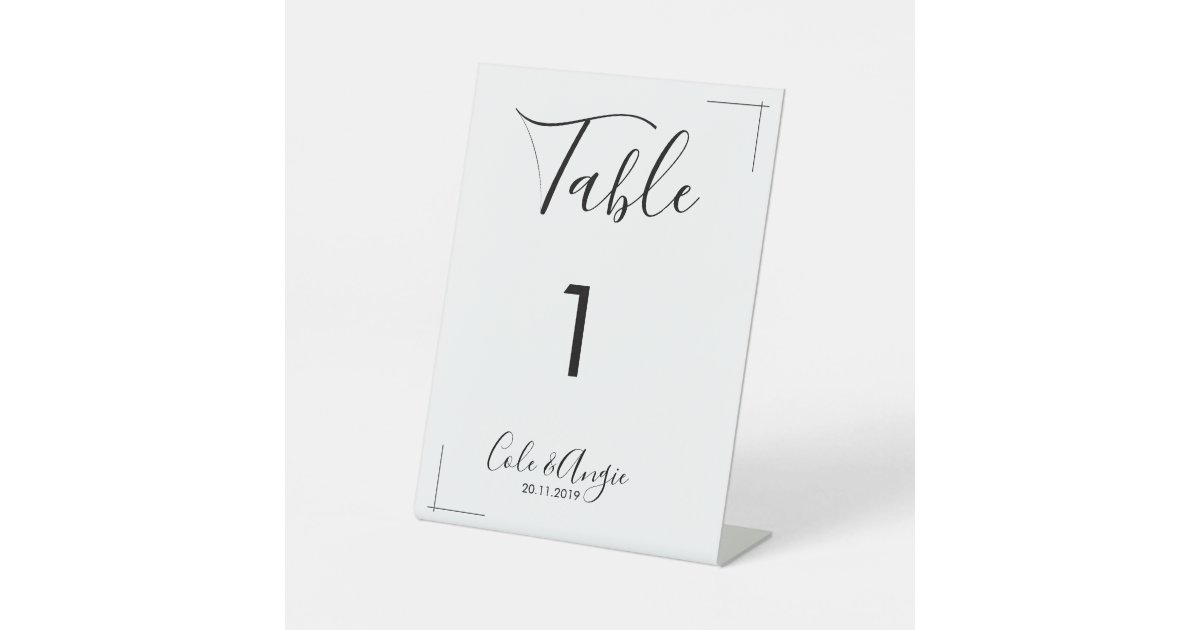 Minimalist Wedding Table Numbers - Crossed Borders Pedestal Sign | Zazzle