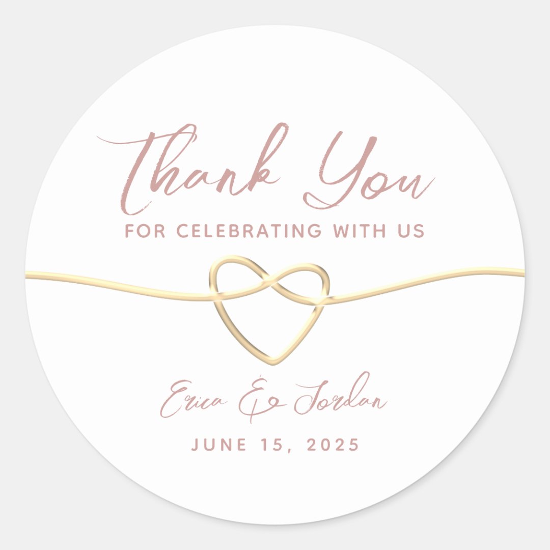 Minimalist Wedding Thank You Classic Round Sticker | Zazzle