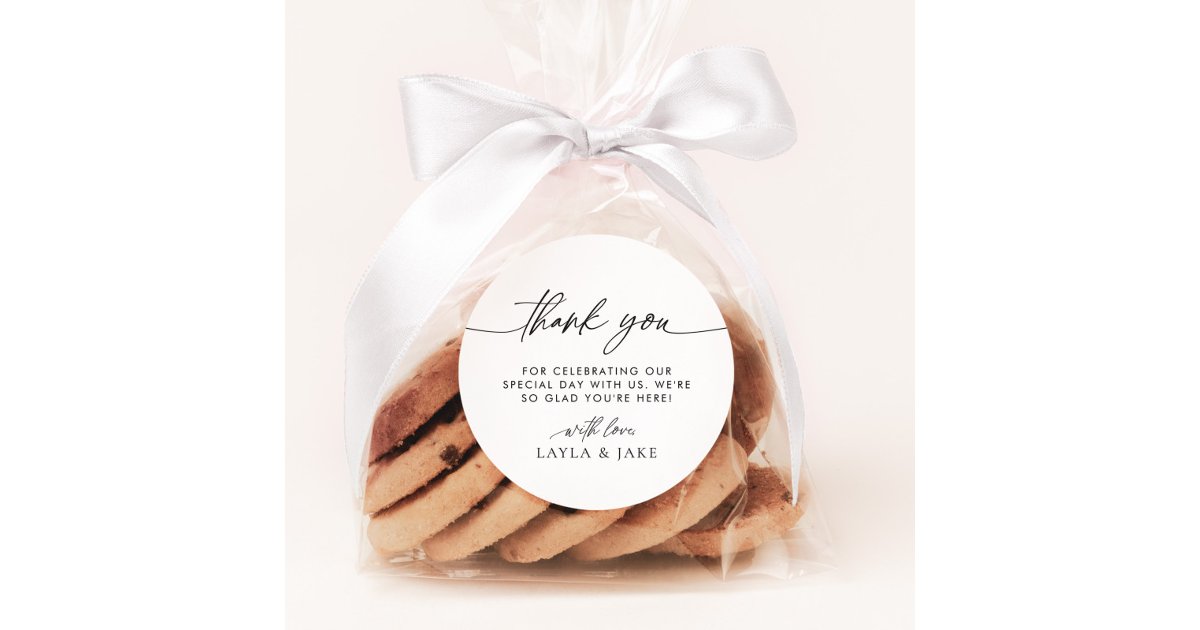Minimalist Wedding Thank You Favor Stickers LAYLA | Zazzle