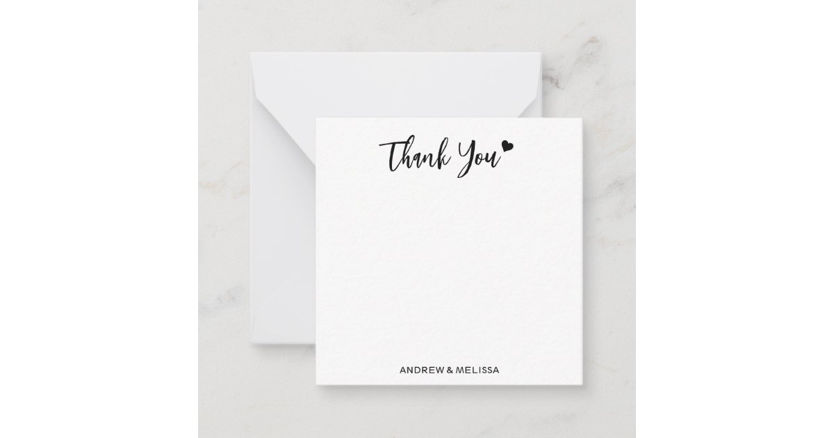 Minimalist Wedding Thank You Newlyweds Couple Note Card | Zazzle