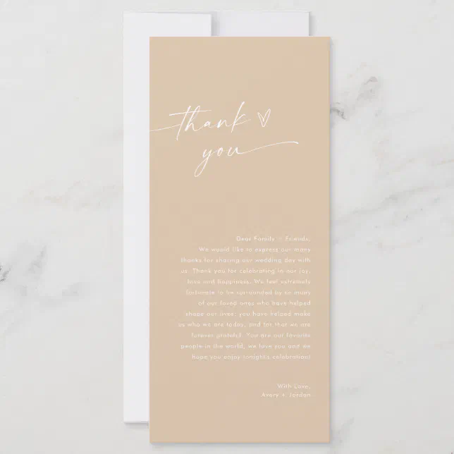 Minimalist Wedding Thank You Note | Boho Beige | Zazzle