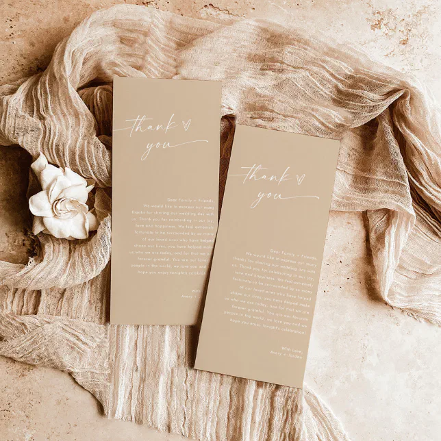 Minimalist Wedding Thank You Note | Boho Beige | Zazzle