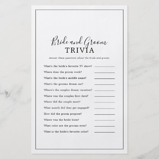 Minimalist Wedding Welcome and Ice Breaker Games Flyer | Zazzle