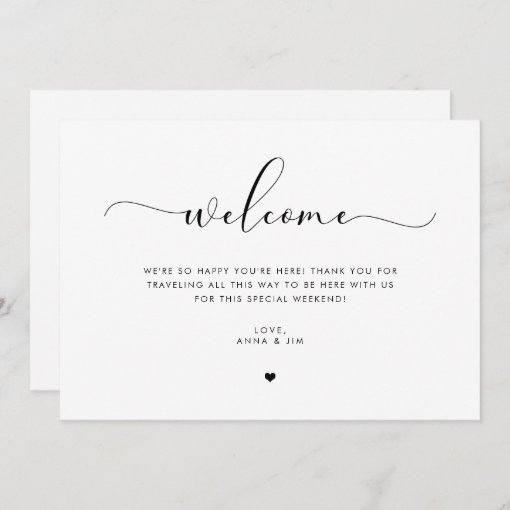 Minimalist Wedding Welcome Bag Insert Card | Zazzle