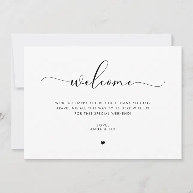 Minimalist Wedding Welcome Bag Insert Card | Zazzle