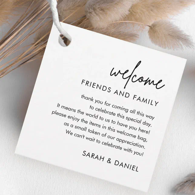 Minimalist Wedding Welcome Gift Bag Basket Favor Tags | Zazzle