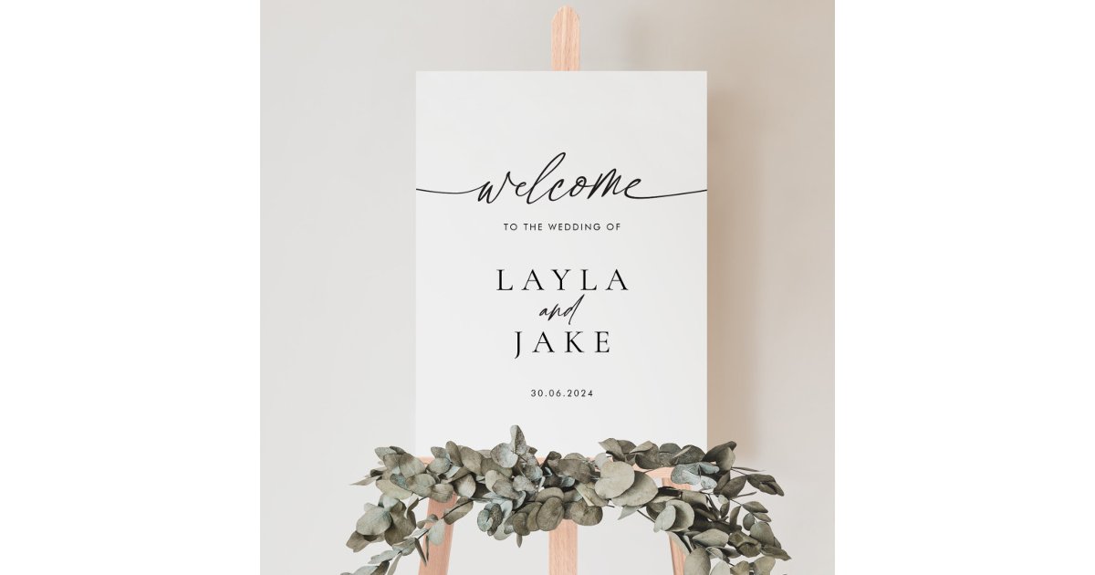 Minimalist Wedding Welcome Sign Foam Board LAYLA | Zazzle