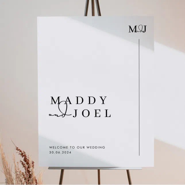 Minimalist Wedding Welcome Sign Foam Board MADDY | Zazzle