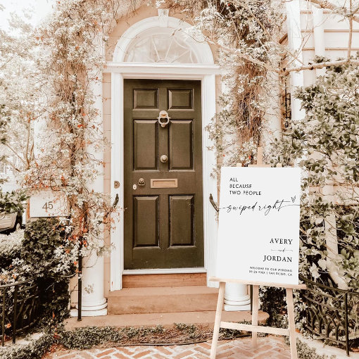 Minimalist Wedding Welcome Sign | Swipe Right Sign | Zazzle