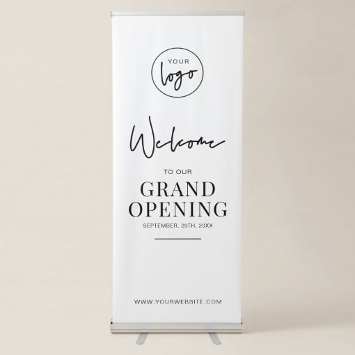 Minimalist Welcome Grand Opening Business Event Retractable Banner | Zazzle