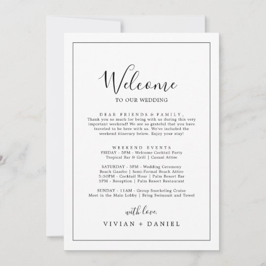 Minimalist Welcome Letter Itinerary & Map | Zazzle.com