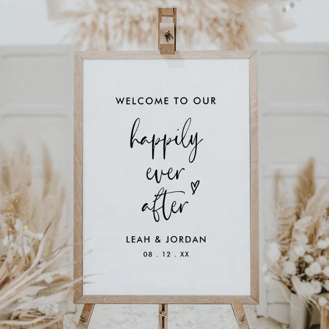 Minimalist Welcome To Our Happily Ever After Sign | Zazzle