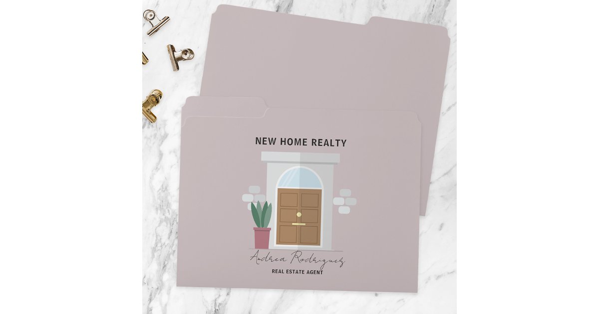 Minimalist Welcoming Front Door Real Estate Agent File Folder | Zazzle