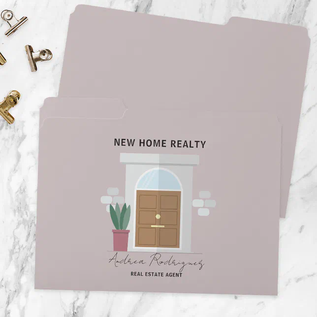 Minimalist Welcoming Front Door Real Estate Agent File Folder | Zazzle