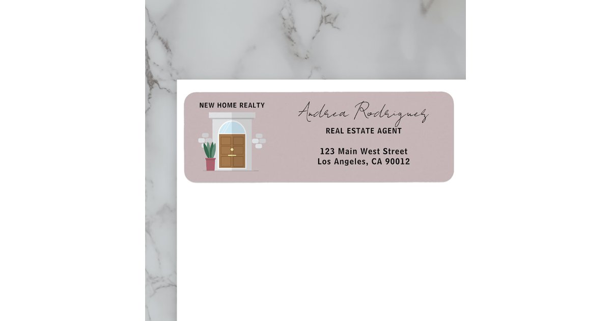Minimalist Welcoming Front Door Real Estate Agent Label | Zazzle