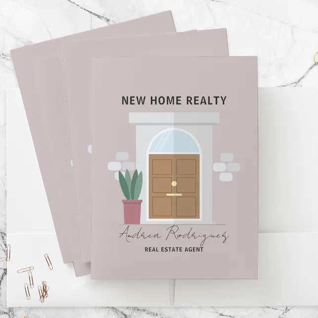 Minimalist Welcoming Front Door Real Estate Agent Pocket Folder | Zazzle
