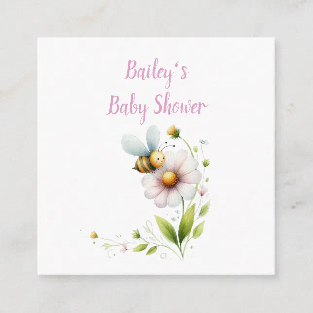 Minimalist Whimsical Bee Baby Shower Enclosure Card | Zazzle