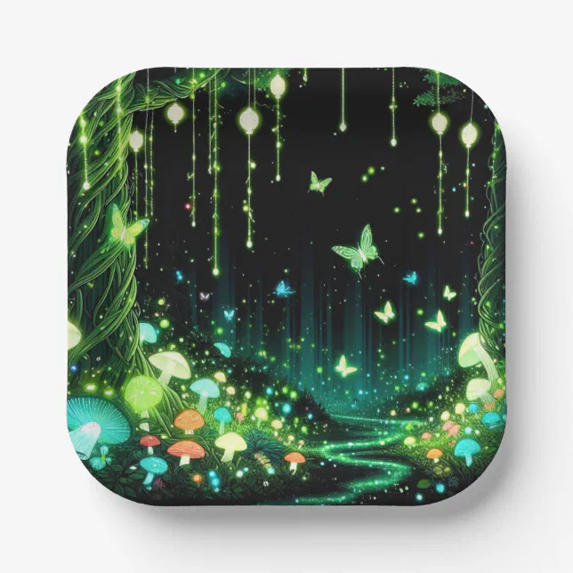 Minimalist Whimsical Enchanted Forest Baby Shower Paper Plates | Zazzle
