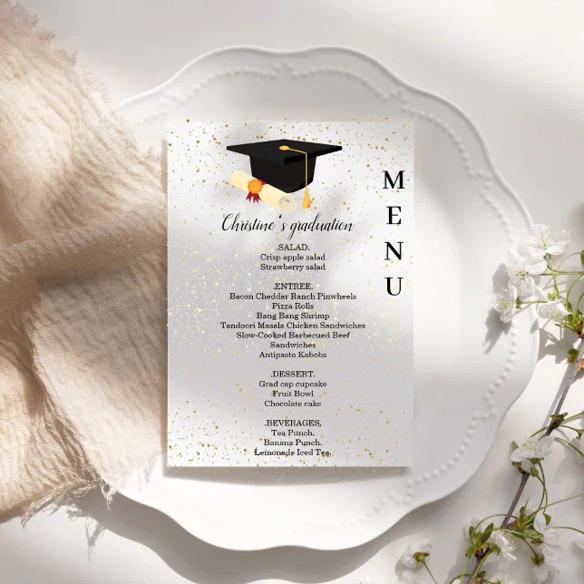Minimalist Whimsical Graduation party dinner menu Invitation | Zazzle