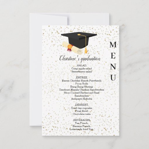 Minimalist Whimsical Graduation party dinner menu Invitation | Zazzle