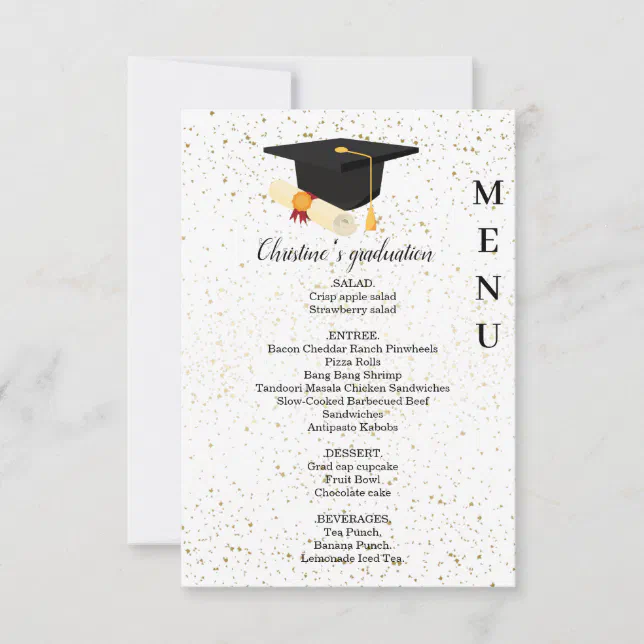 Minimalist Whimsical Graduation party dinner menu Invitation | Zazzle