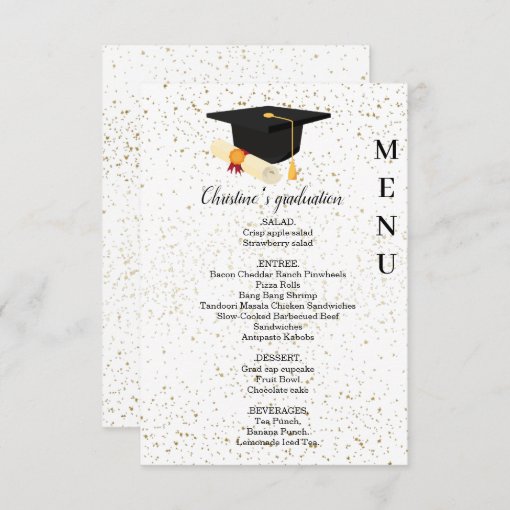 Minimalist Whimsical Graduation party dinner menu Invitation | Zazzle