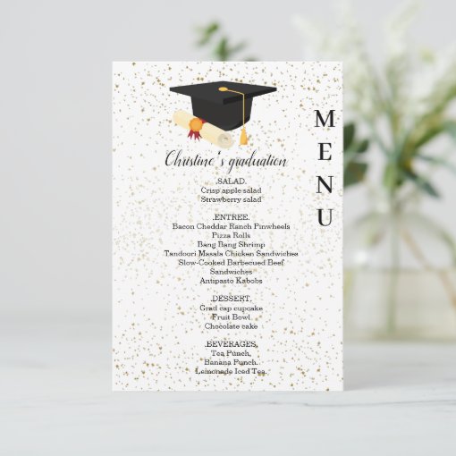 Minimalist Whimsical Graduation party dinner menu Invitation | Zazzle