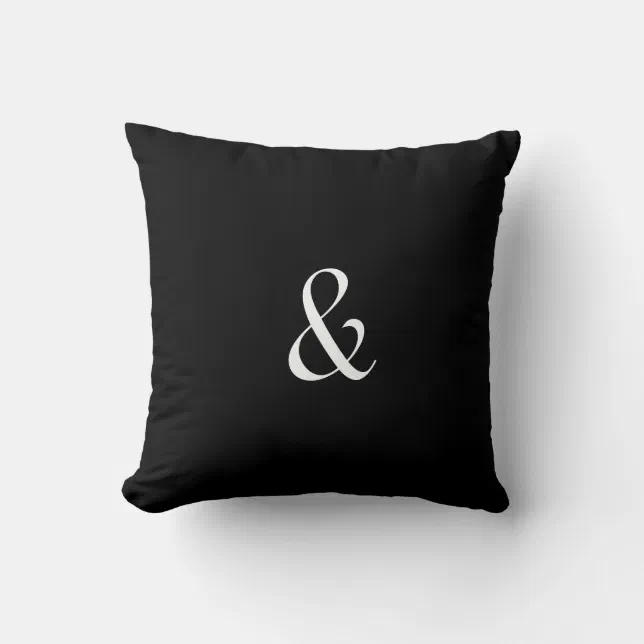Minimalist white calligraphy on black throw pillow | Zazzle