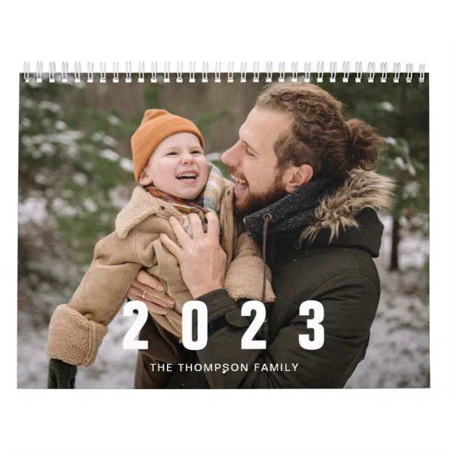 Minimalist White Family Photo Memories Calendar | Zazzle