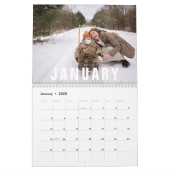 Minimalist White Family Photo Memories Calendar | Zazzle