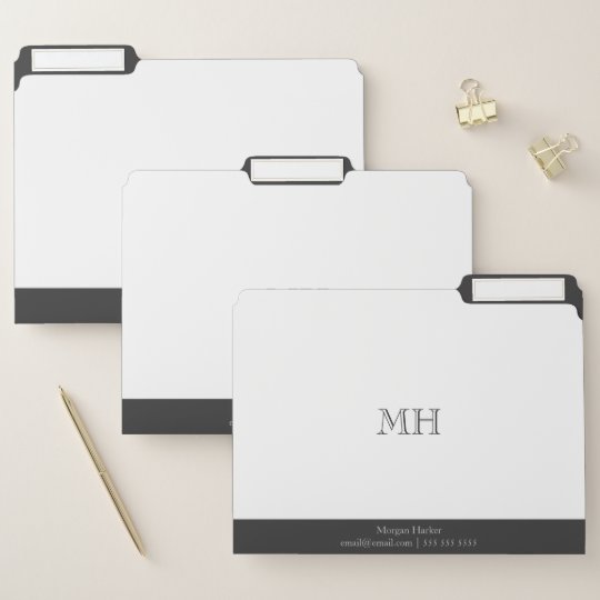 Minimalist White & Gray Monogram File Folder | Zazzle.com