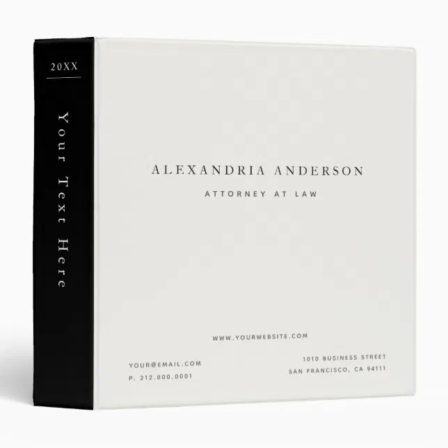 Minimalist White Lawyer Professional 3 Ring Binder | Zazzle