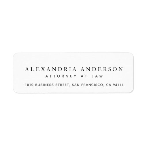 Minimalist White Lawyer Professional Address Label | Zazzle