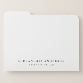 Minimalist White Lawyer Professional File Folder | Zazzle