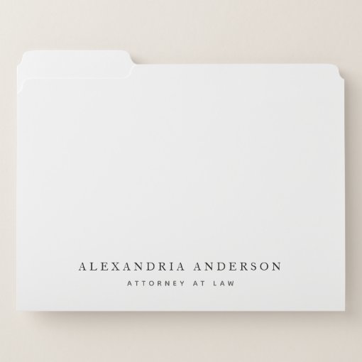 Minimalist White Lawyer Professional File Folder | Zazzle
