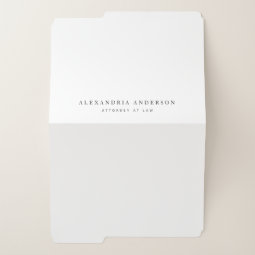 Minimalist White Lawyer Professional File Folder | Zazzle