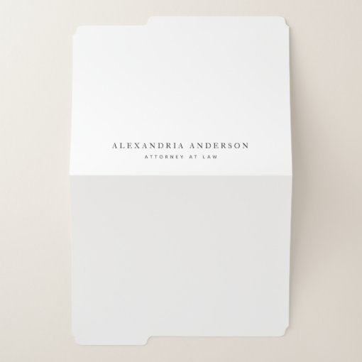 Minimalist White Lawyer Professional File Folder | Zazzle
