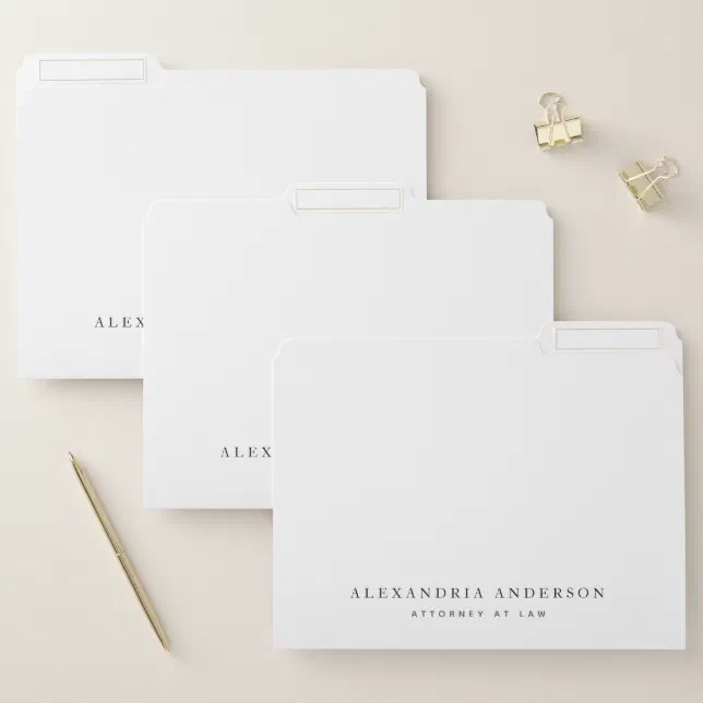 Minimalist White Lawyer Professional File Folder | Zazzle