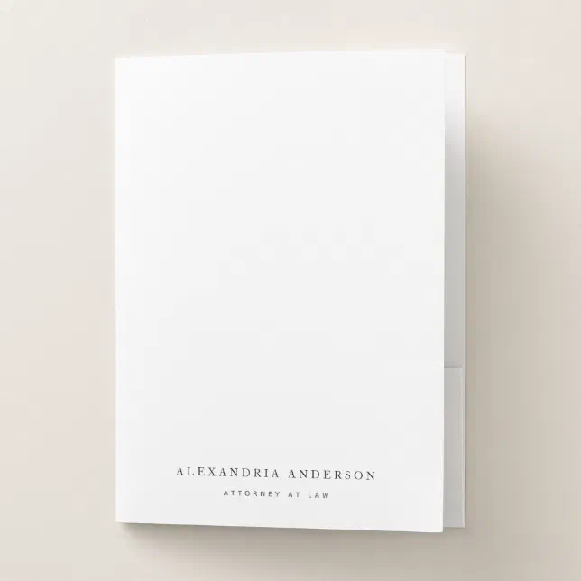 Minimalist White Lawyer Professional Pocket Folder | Zazzle