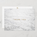 Minimalist White Marble Gold Monogram Thank You Note Card | Zazzle