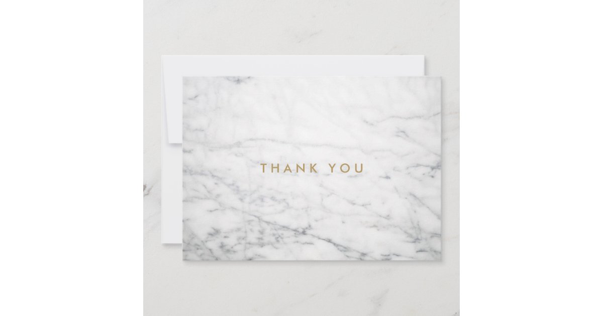 Minimalist White Marble Gold Monogram Thank You Note Card | Zazzle