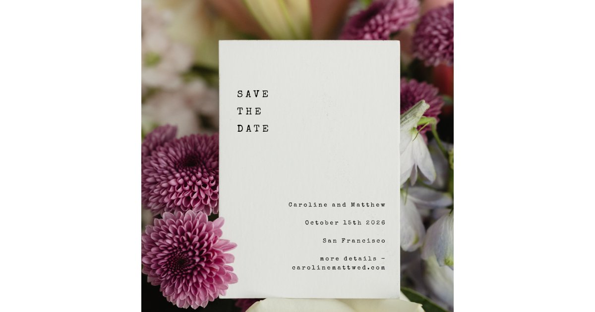 Minimalist White Retro Typewriter Font Wedding Save The Date | Zazzle