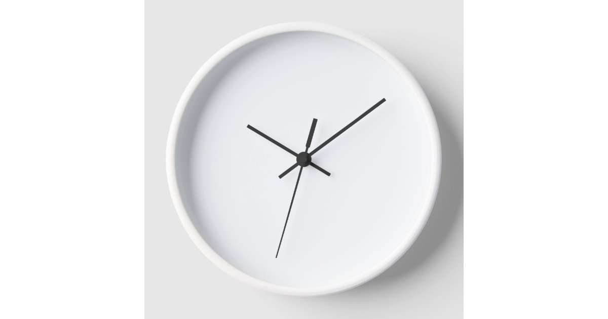 Minimalist white solid plain simple elegant clock | Zazzle