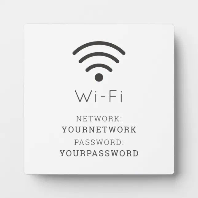 Minimalist White Wi-Fi Sign Plaque | Zazzle