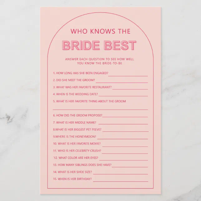 Minimalist who knows the bride best bridal shower | Zazzle