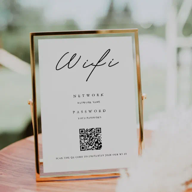 Minimalist Wifi Code, QR Code Wifi Connect Invitation | Zazzle