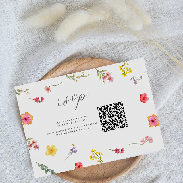Minimalist Wildflower- Spring Botanical wedding RSVP Card | Zazzle