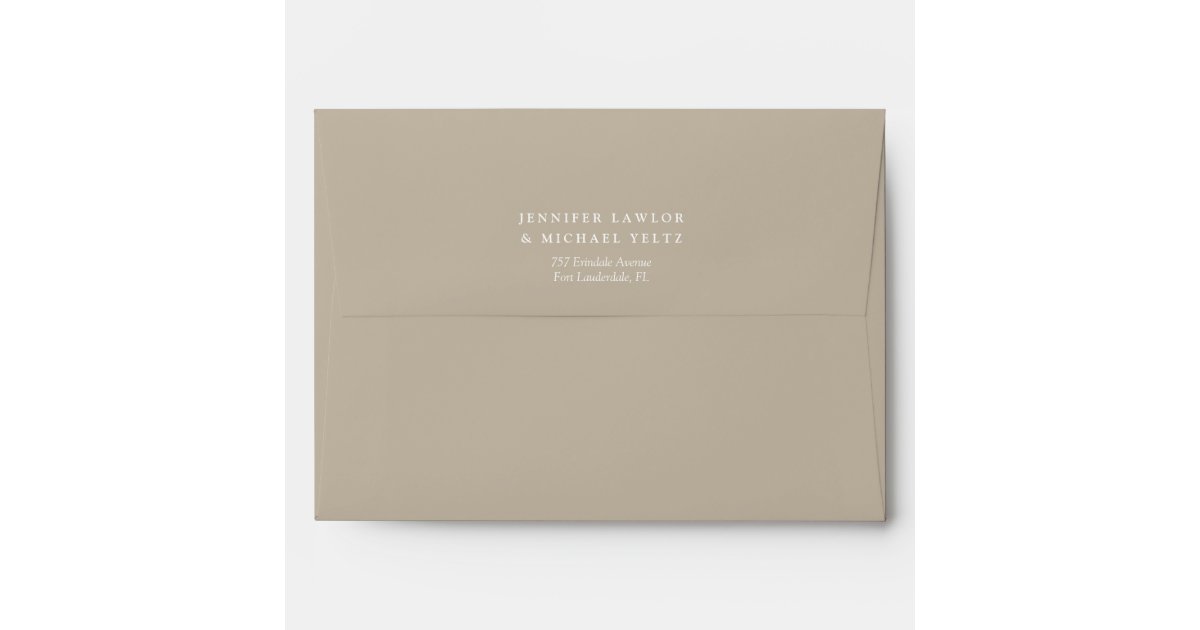 Minimalist Wildflower Taupe Wedding Envelope | Zazzle
