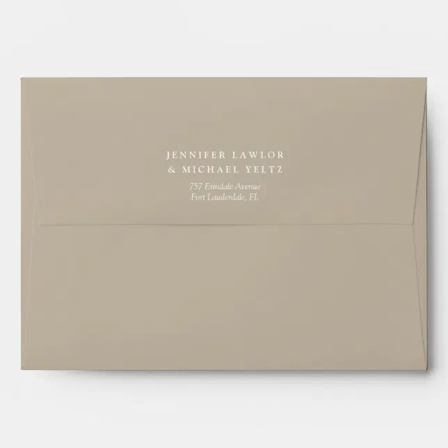 Minimalist Wildflower Taupe Wedding Envelope | Zazzle